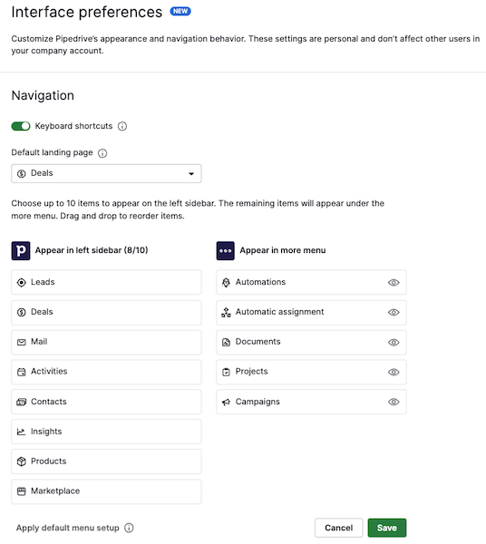 Pipedrive interface - Knowledge Base | Pipedrive